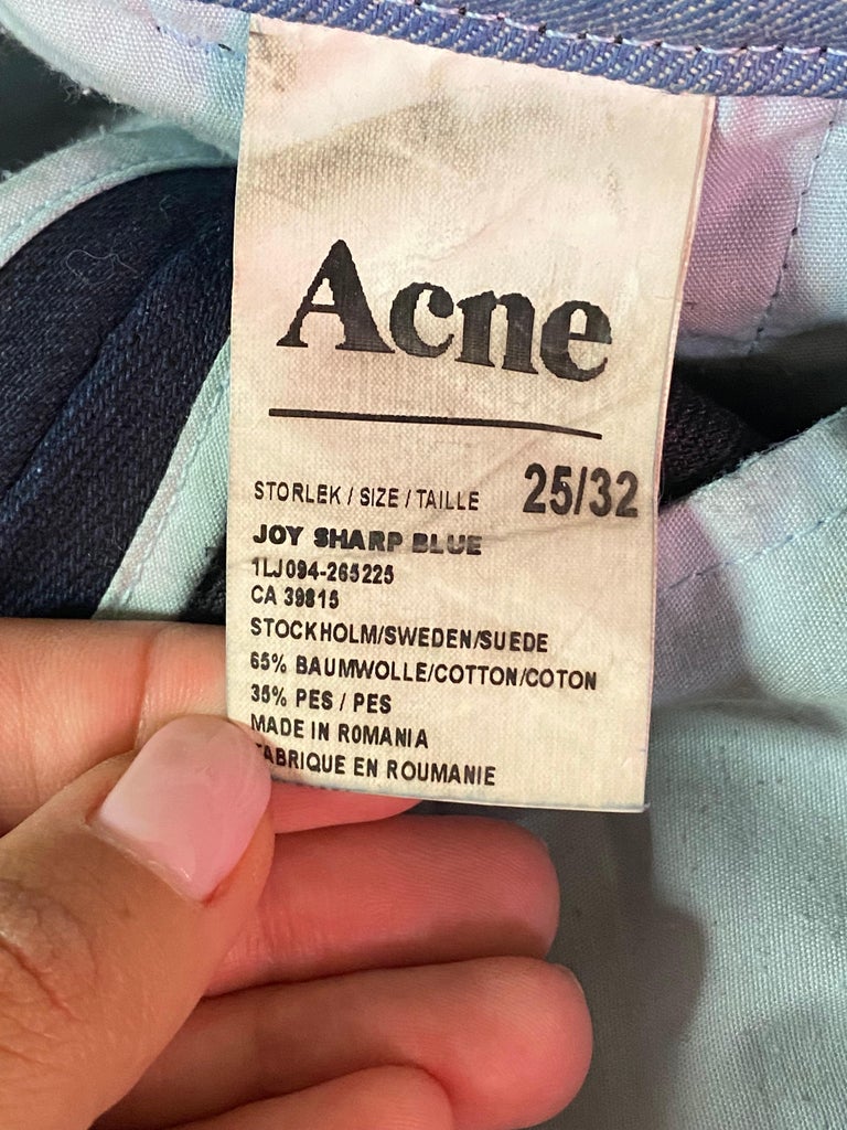 Acne Joy Sharp Blue Denim Jeans Pants, Size 25/32 For Sale at 1stDibs