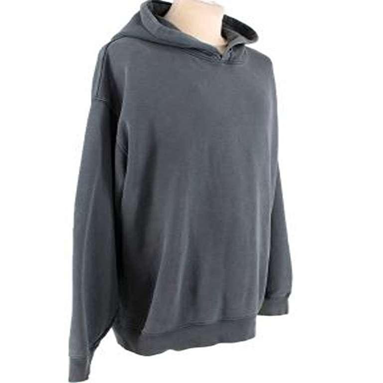 Acne slate blue washed cotton jersey hoodie For Sale at 1stDibs