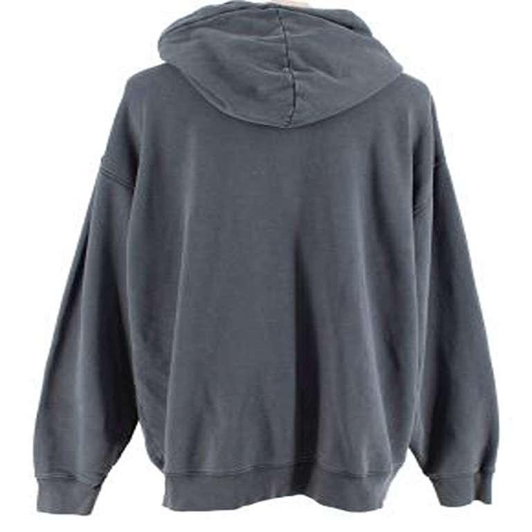 Acne slate blue washed cotton jersey hoodie For Sale at 1stDibs