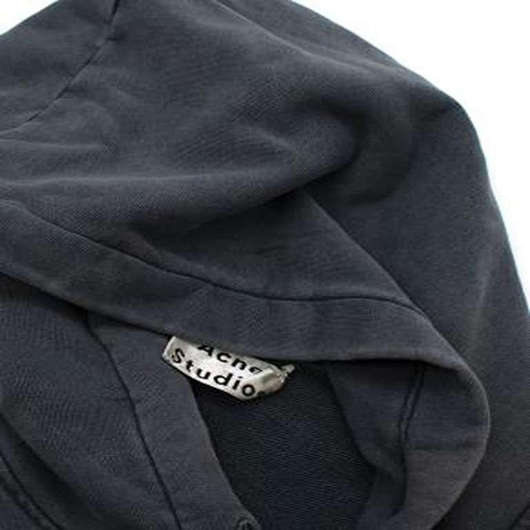 Acne slate blue washed cotton jersey hoodie For Sale at 1stDibs