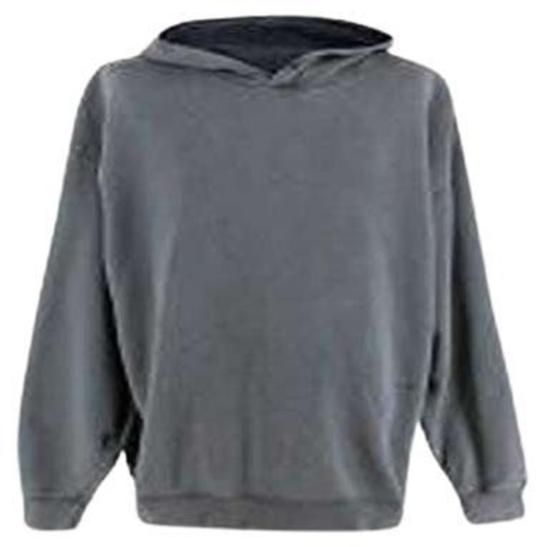 Acne slate blue washed cotton jersey hoodie For Sale at 1stDibs