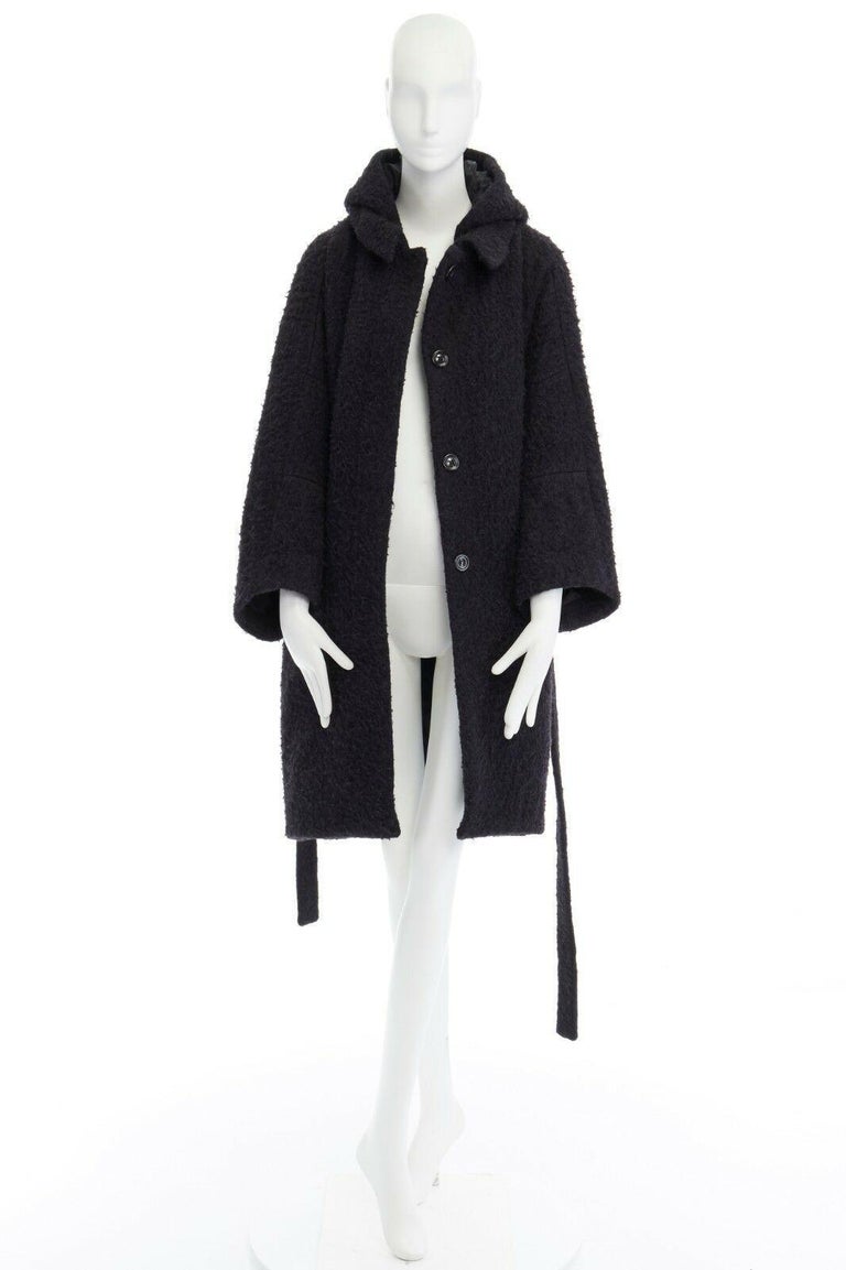 ACNE STUDIOS AW11 Sylvia black wool blend belted voluminous oversized ...