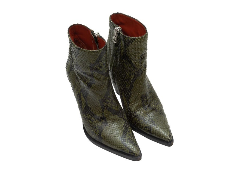 Acne Studios Olive and Black Snakeskin Wedge Ankle Boots For Sale at ...