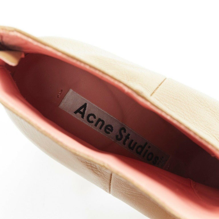 ACNE STUDIOS Ora tan leather glass sculpted chunky heel round toe bootie EU37 For Sale at 1stDibs