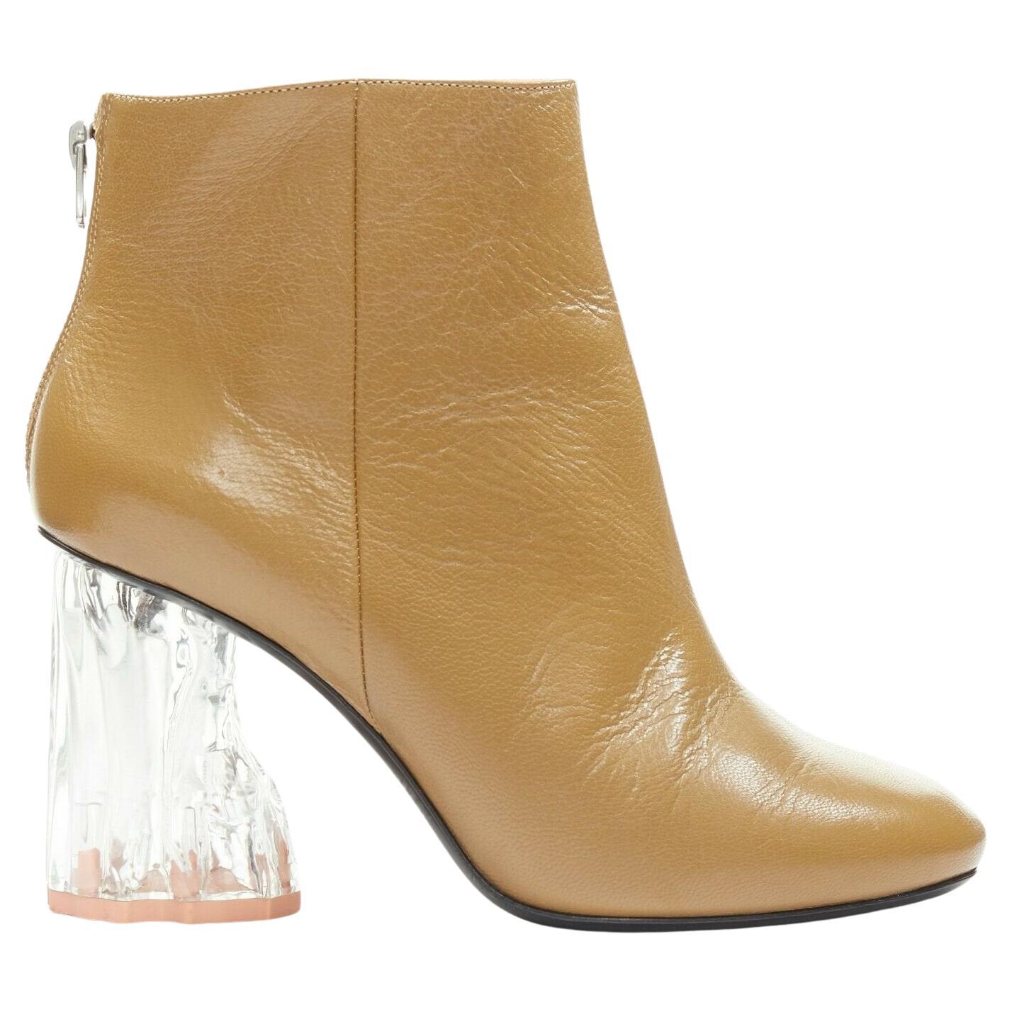 ACNE STUDIOS Ora tan leather glass sculpted chunky heel round toe ...
