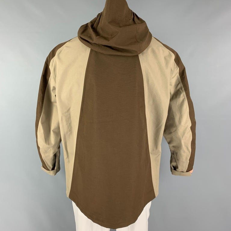 ACNE STUDIOS Size XL Brown Taupe Color Block Raincoat Jacket For Sale ...