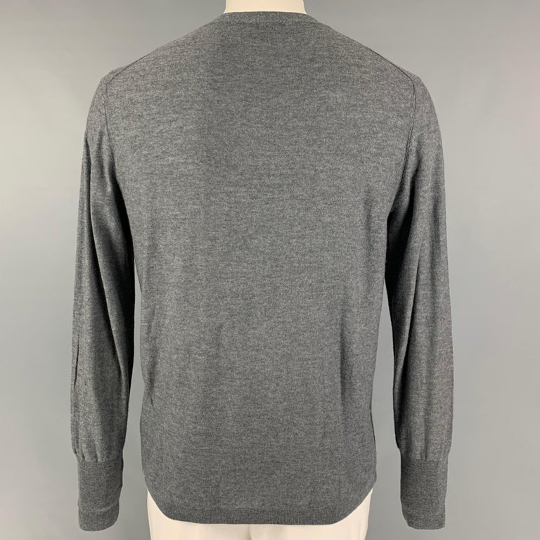 ACNE STUDIOS Size XL Grey Merino Wool Buttoned Cardigan For Sale at 1stDibs