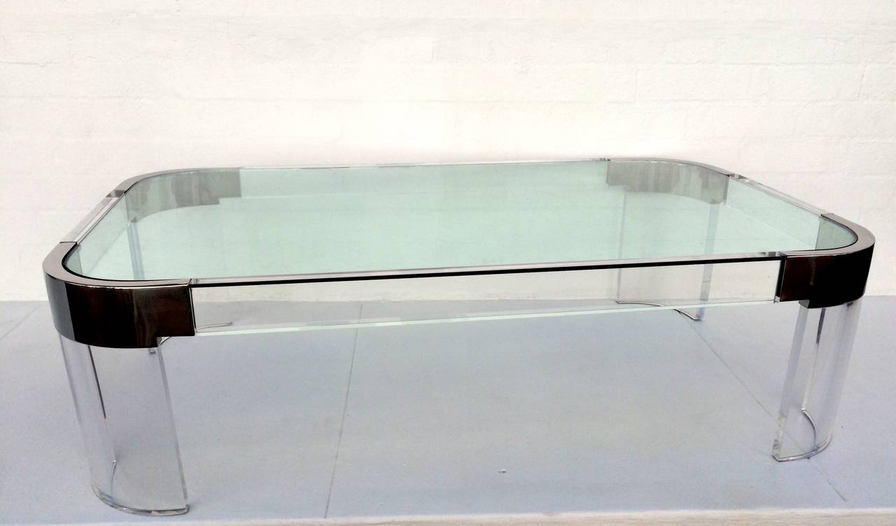 Acrylic and Chrome "Waterfall" Cocktail Table by Charles Hollis Jones ...