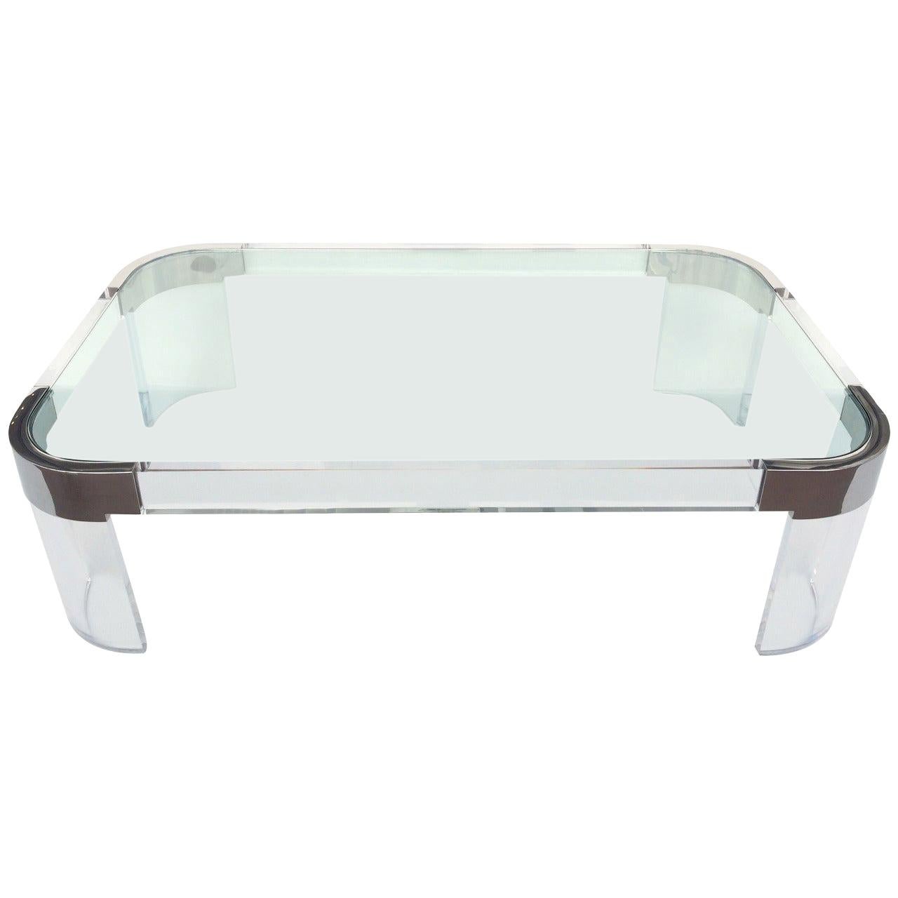 Acrylic Waterfall Coffee Table - 2 For Sale on 1stDibs