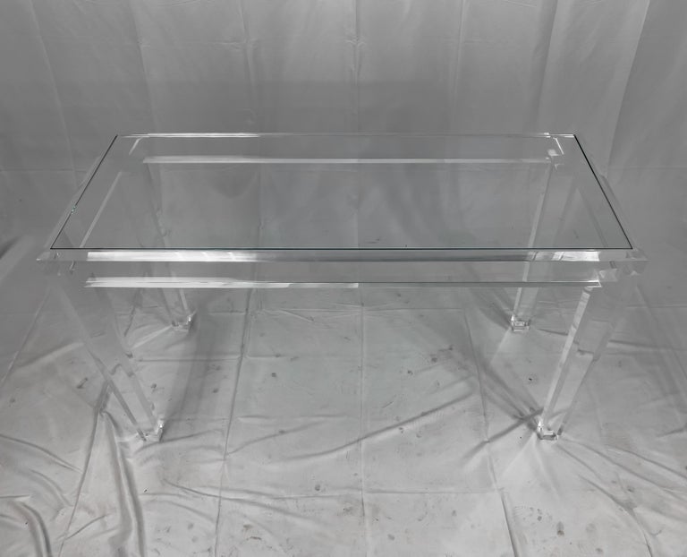 Acrylic and Starphire Glass Console/Desk For Sale at 1stDibs