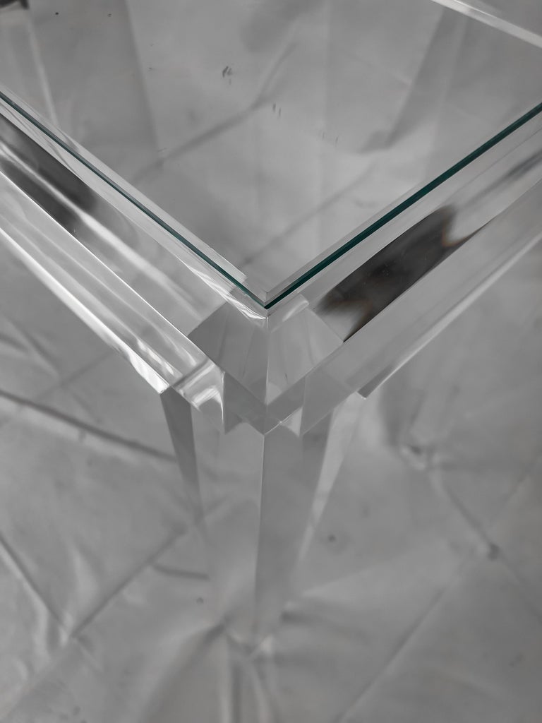 Acrylic and Starphire Glass Console/Desk For Sale at 1stDibs