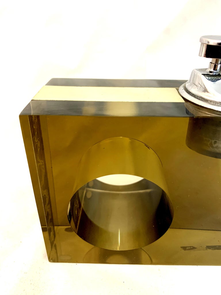 Acrylic Cigar Lighter with Silver Band, Attr. to Astrolite, 1970s For ...