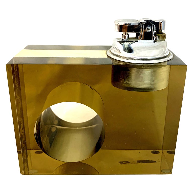 Acrylic Cigar Lighter with Silver Band, Attr. to Astrolite, 1970s For ...