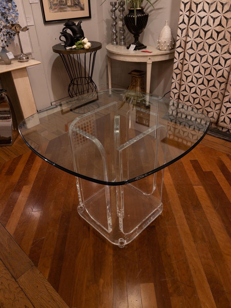 Acrylic and Glass Side/Dining Table For Sale at 1stDibs