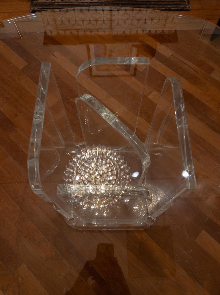 Acrylic and Glass Side/Dining Table For Sale at 1stDibs