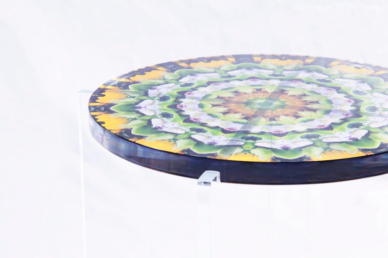 Acrylic, Modern Mandala Low Side Table For Sale at 1stDibs