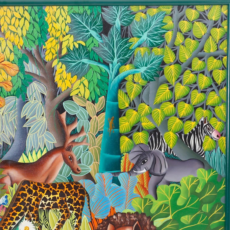 Acrylic Painting on Canvas of a Jungle Scene at 1stDibs