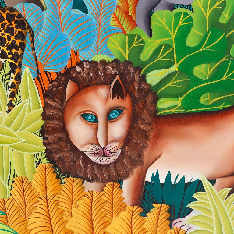 Acrylic Painting on Canvas of a Jungle Scene at 1stDibs