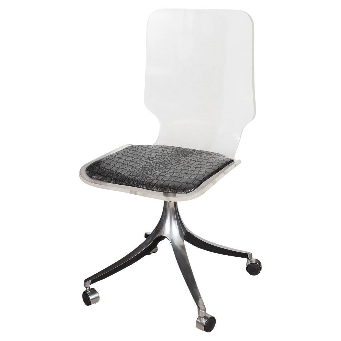 Acrylic rolling chair For Sale at 1stDibs