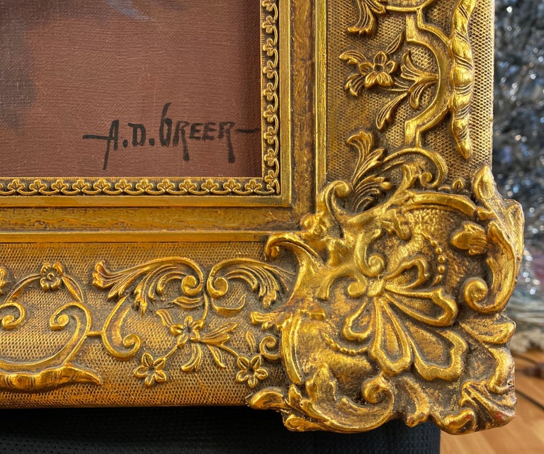 A.D. Greer “Colors of the Rainbow” Large Oil Painting in Baroque Frame ...