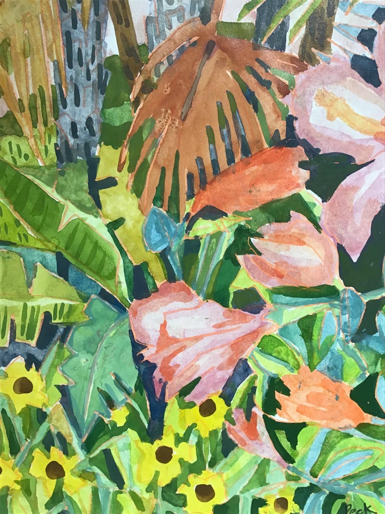 Adair Peck - "Orchids in the Mangroves IV" Impressionist Mixed Media ...