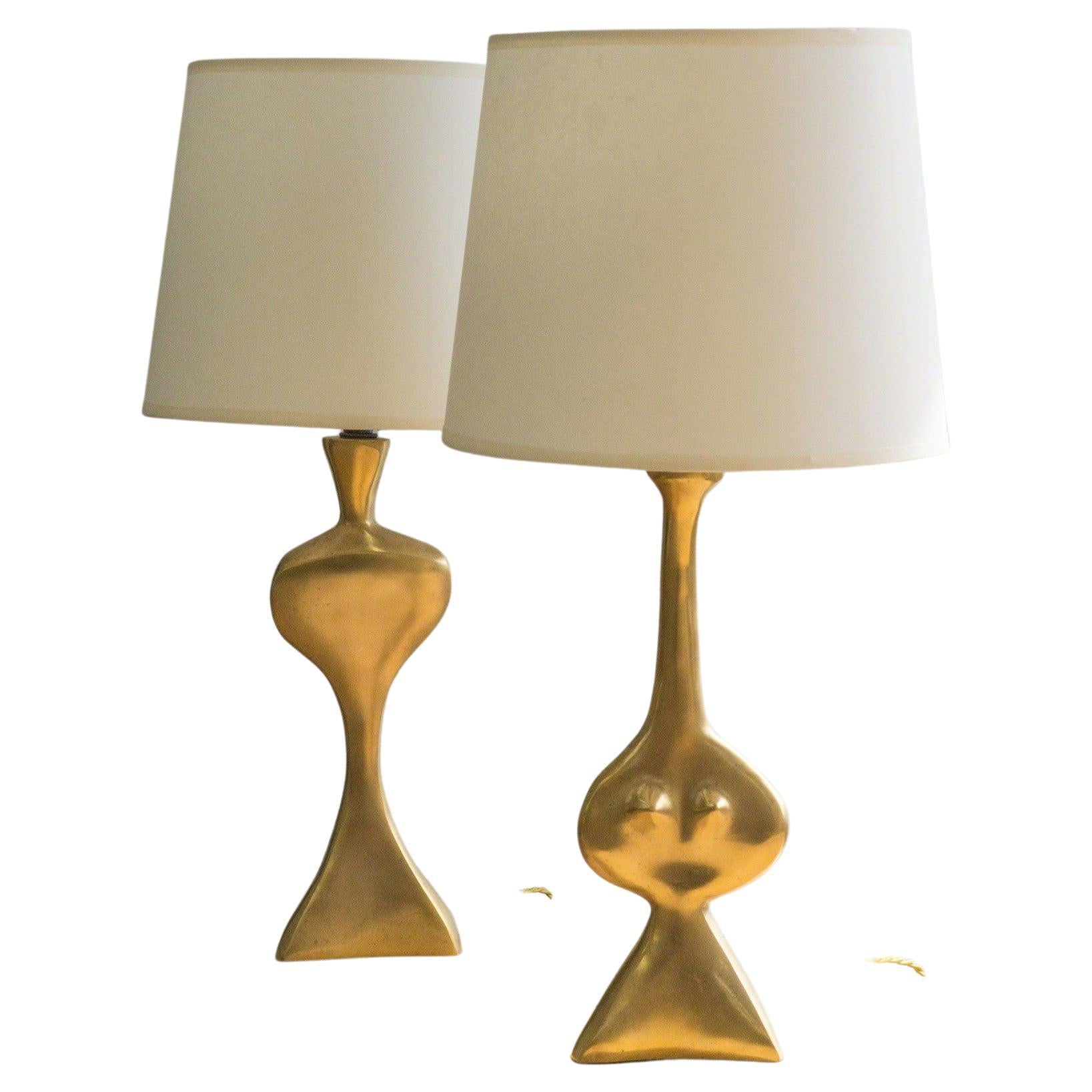 Adam And Eve Gold Plated Bronze Lamps By Jacques Jarrige at 1stDibs