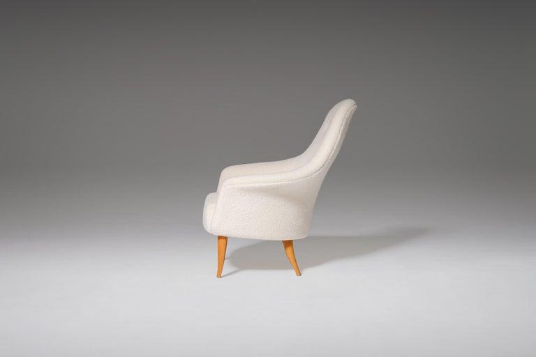 ‘Adam’ Chair by Kerstin Horlin-Holmquist in Off-White Bouclé at 1stDibs