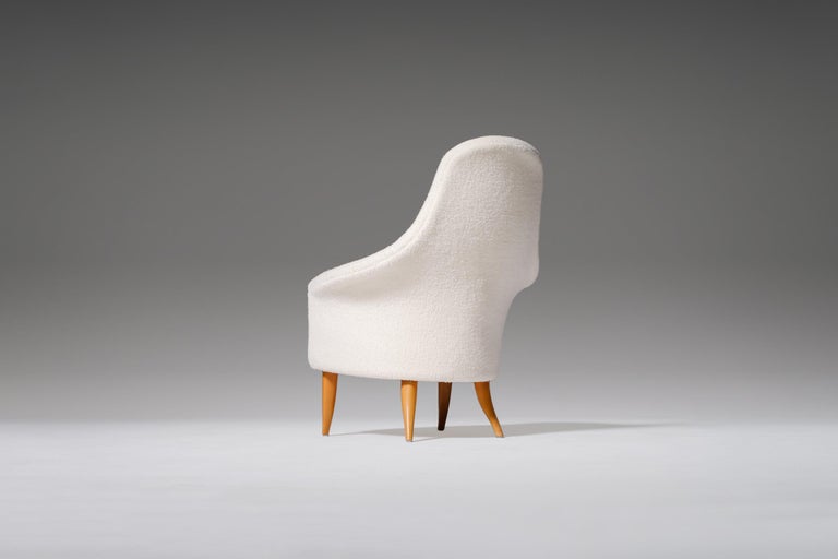 ‘Adam’ Chair by Kerstin Horlin-Holmquist in Off-White Bouclé at 1stDibs