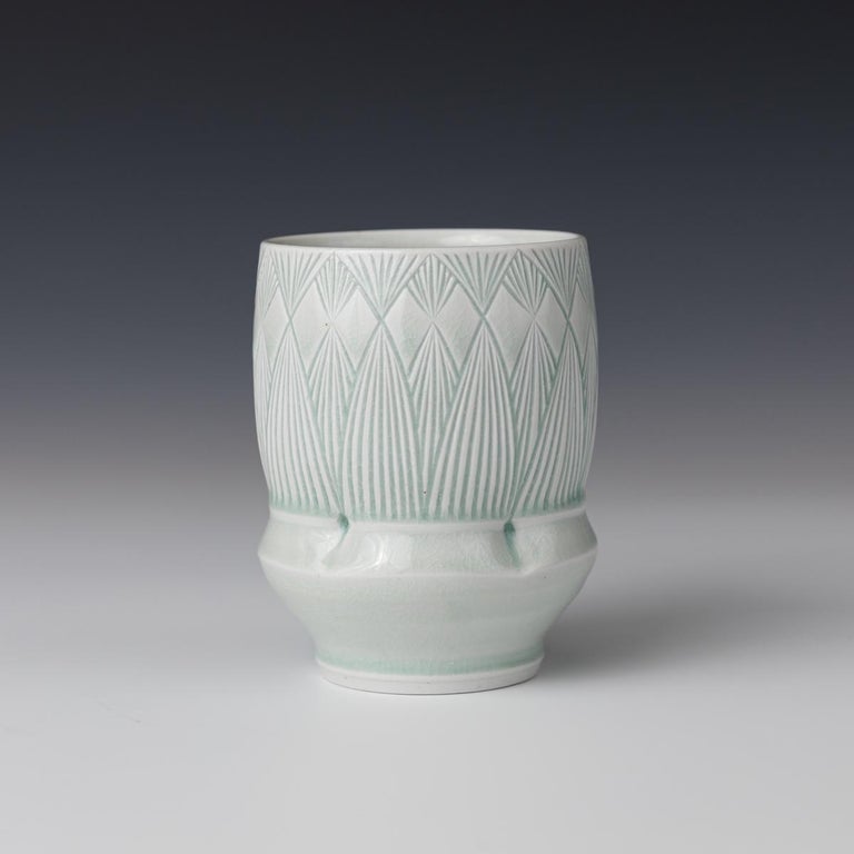 Adam Field - Dimple Cup - A Celedon Glazed, Hand-Carved, Porcelain Cup ...