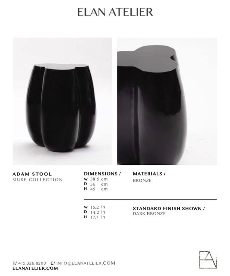 Adam Sculptural Stool in Cast Dark Bronze by Elan Atelier For Sale at ...