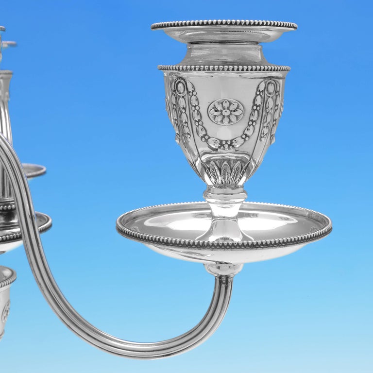 Adam Style Victorian Antique Sterling Silver Candelabra, Elkington 1891 ...