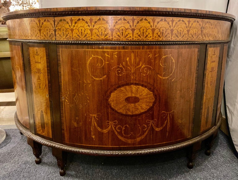 Adams Style Inlaid Large Demilune Console Cabinet at 1stDibs