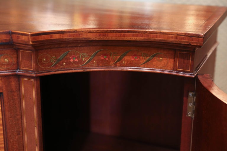 Adams Style Mahogany Cabinet, Hand-Painted with a Muse and Floral Motif ...