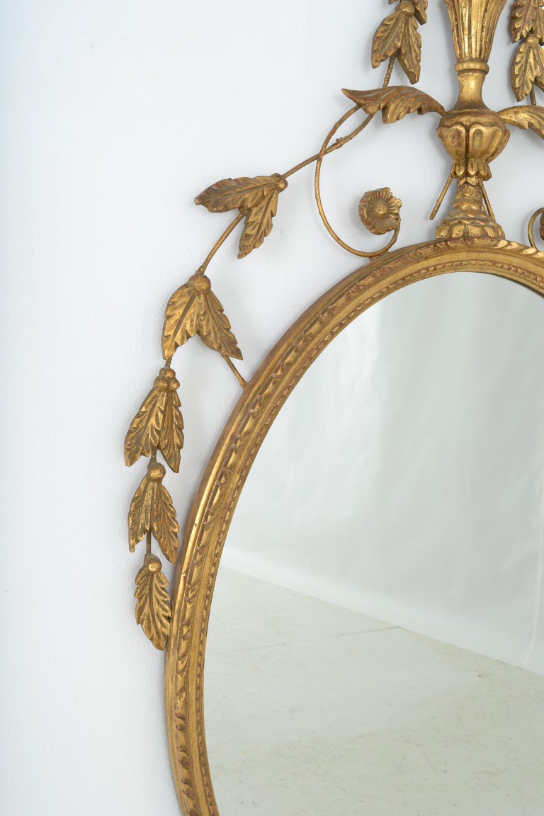 Adams Style Oval Giltwood Mirror, Italy, circa 1950s at 1stDibs
