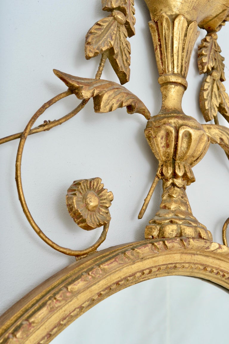 Adams Style Oval Giltwood Mirror, Italy, circa 1950s at 1stDibs