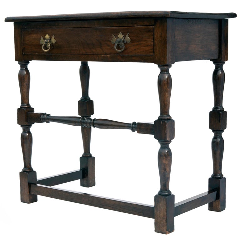 English Oak Table w Single Drawer For Sale at 1stDibs