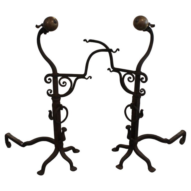Addison Mizner Spanish Colonial Style Andirons For Sale at 1stDibs