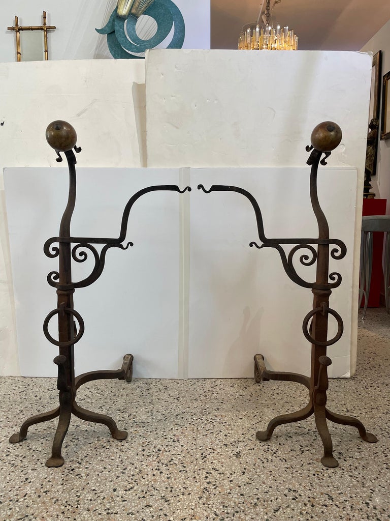 Addison Mizner Spanish Colonial Style Andirons For Sale at 1stDibs