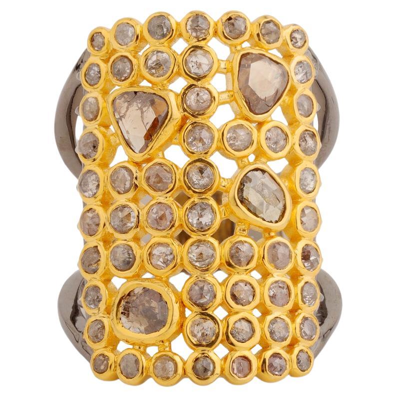 Adeitiy cocktail ring made with recycle silver, gold plating and fancy ...