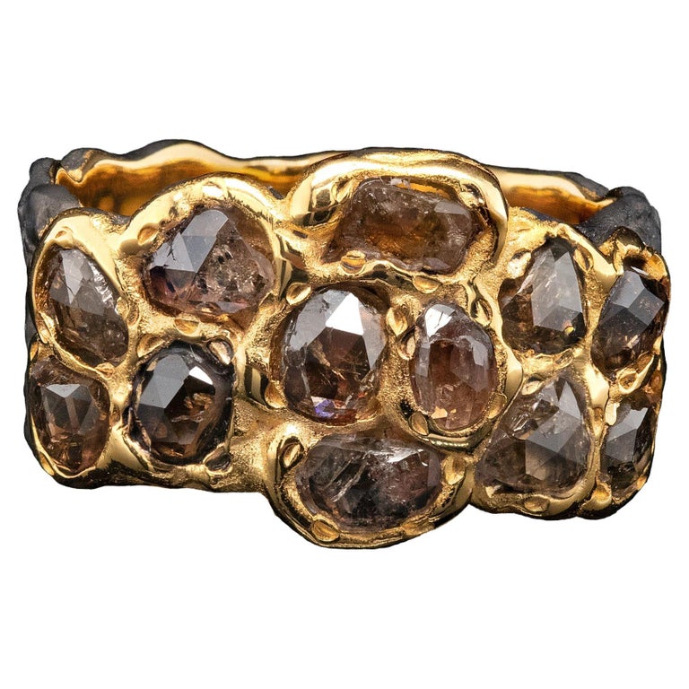 A.Deitiy Cocktail Ring Made with Sterling Silver and Brown Rose-Cut ...