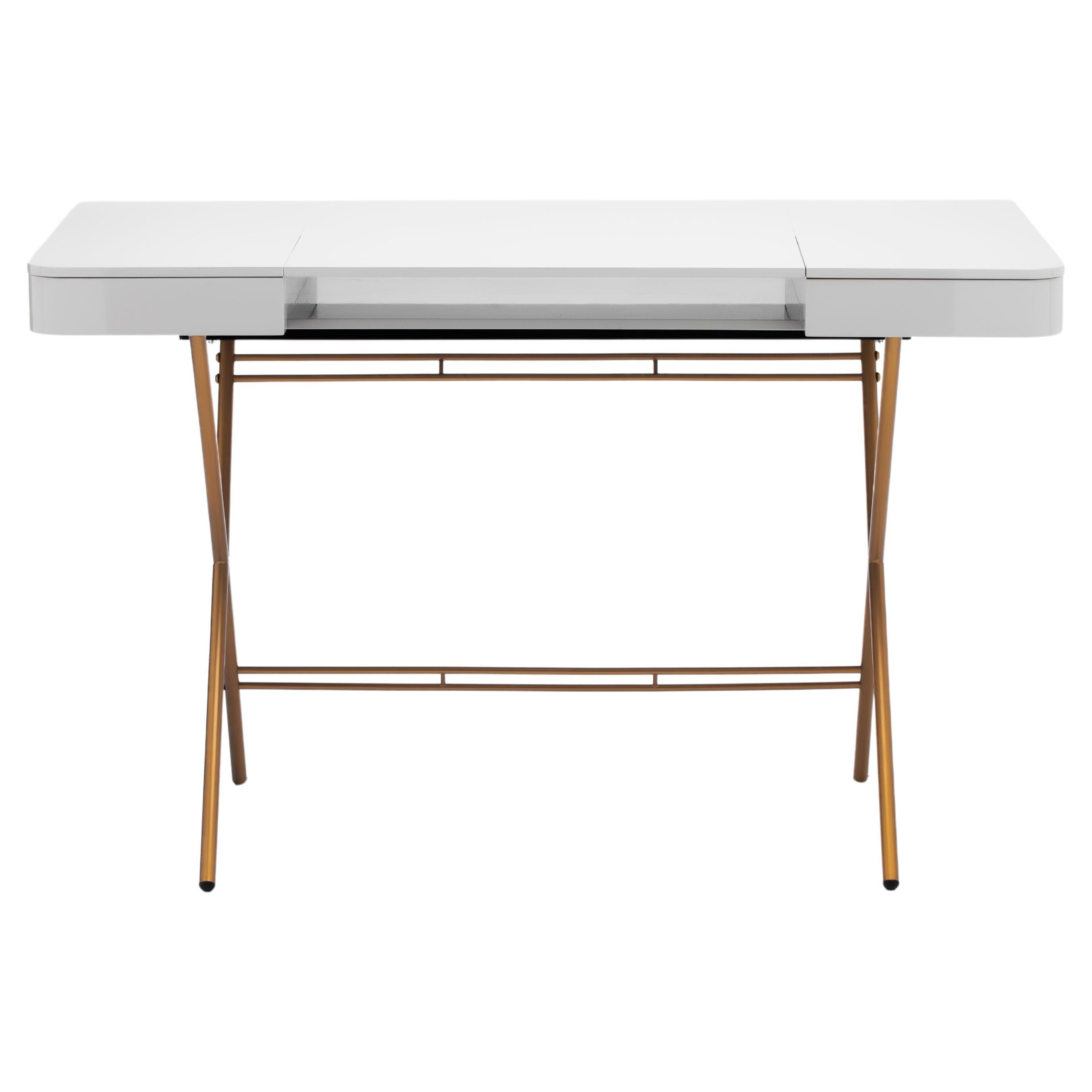 Adentro Cosimo Desk design Marco Zanuso jr Red glossy top and chrome ...