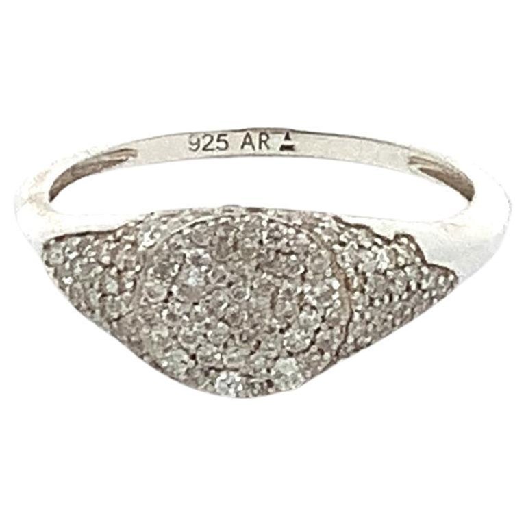 One of a Kind Pave Signet Ring For Sale at 1stDibs