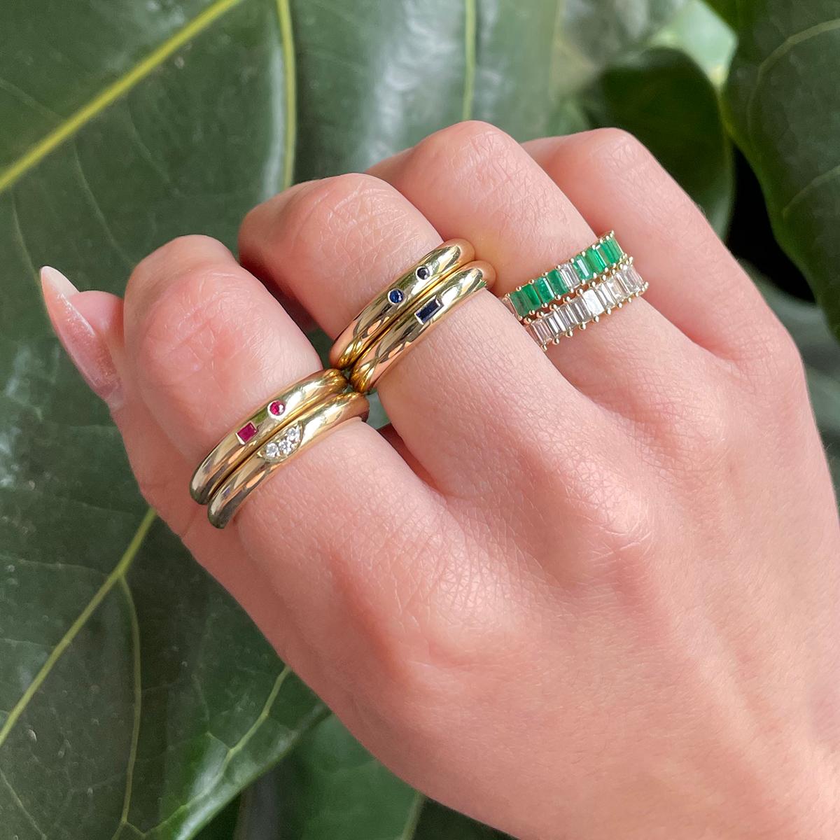 Adina Reyter One of a Kind Sapphire and Diamond Mood Ring Set For Sale ...