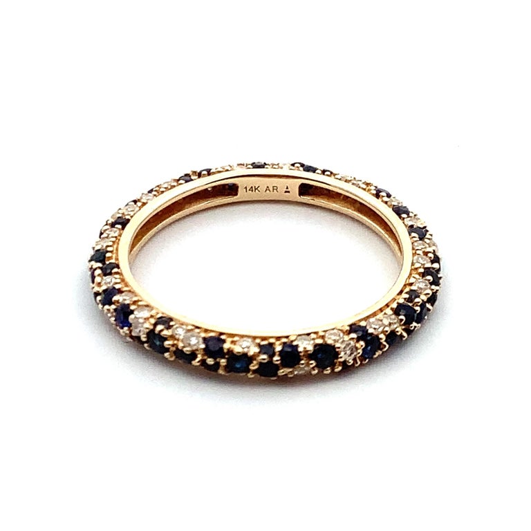 Adina Reyter One of a Kind Sapphire + Diamond Thin Puffy Pave Eternity Ring For Sale at 1stDibs