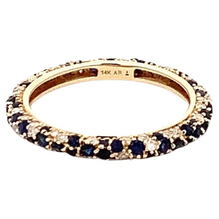 Adina Reyter One of a Kind Sapphire + Diamond Thin Puffy Pave Eternity Ring For Sale at 1stDibs