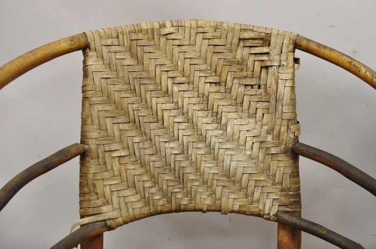 Adirondack Old Hickory Style Tree Branch Wood Frame Rattan Lounge ...