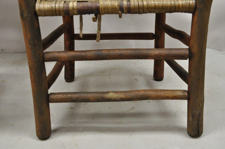 Adirondack Old Hickory Style Tree Branch Wood Frame Rattan Lounge ...