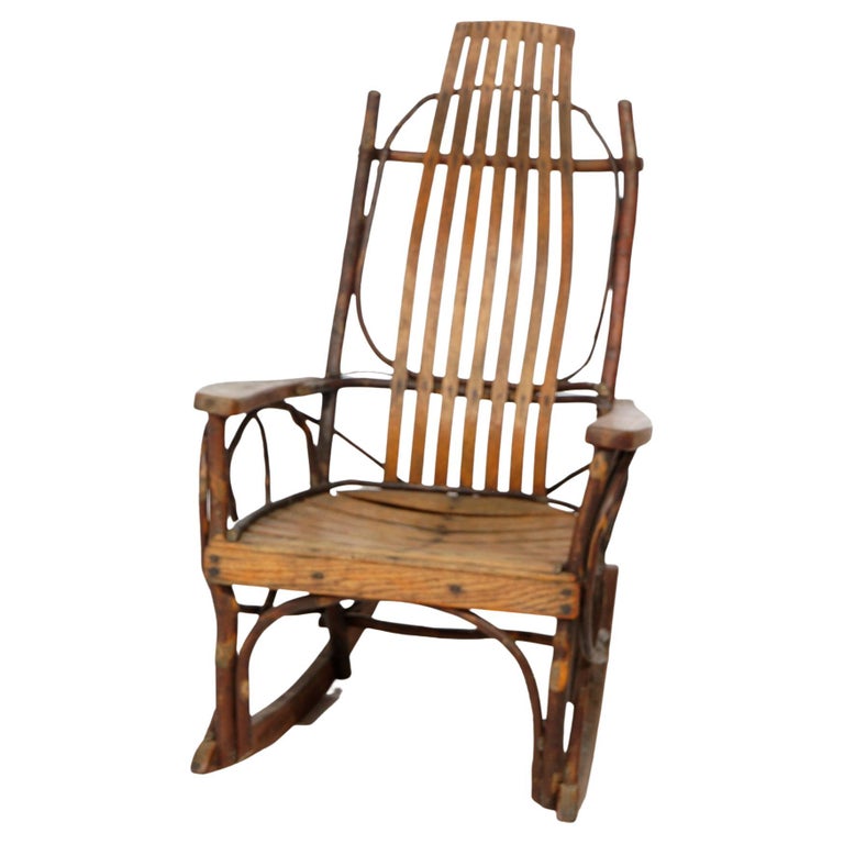 Adirondack Style Old Hickory Branch Form Rocking Chair Circa 1950 For ...