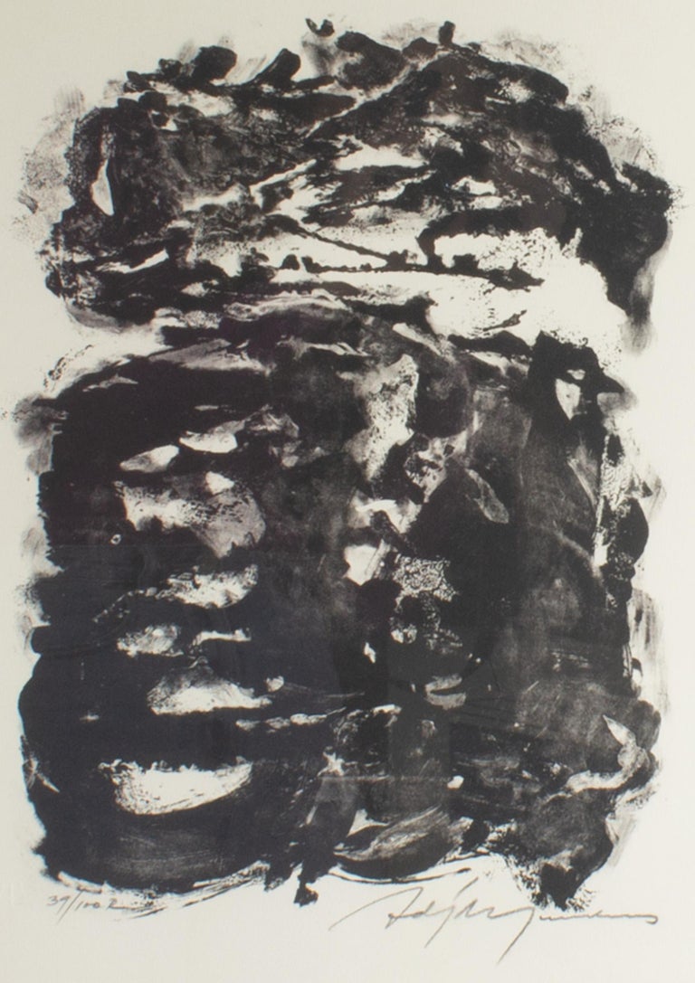 Adja Yunkers Signed 1960s “Salt II” Limited Edition Abstract Lithograph ...