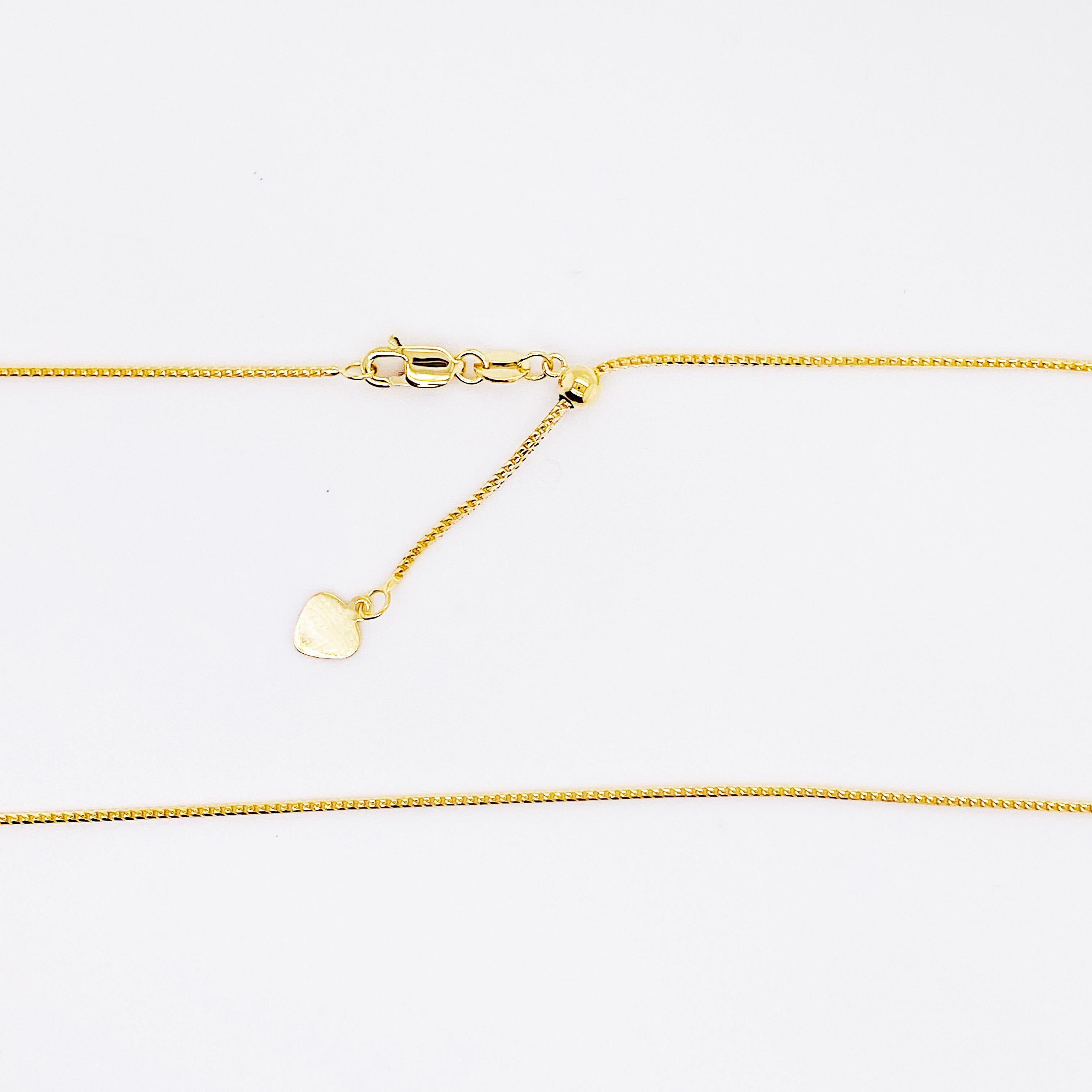 Adjustable Franco Chain Solid 14 Karat Yellow Gold Bolo Chain Necklace ...